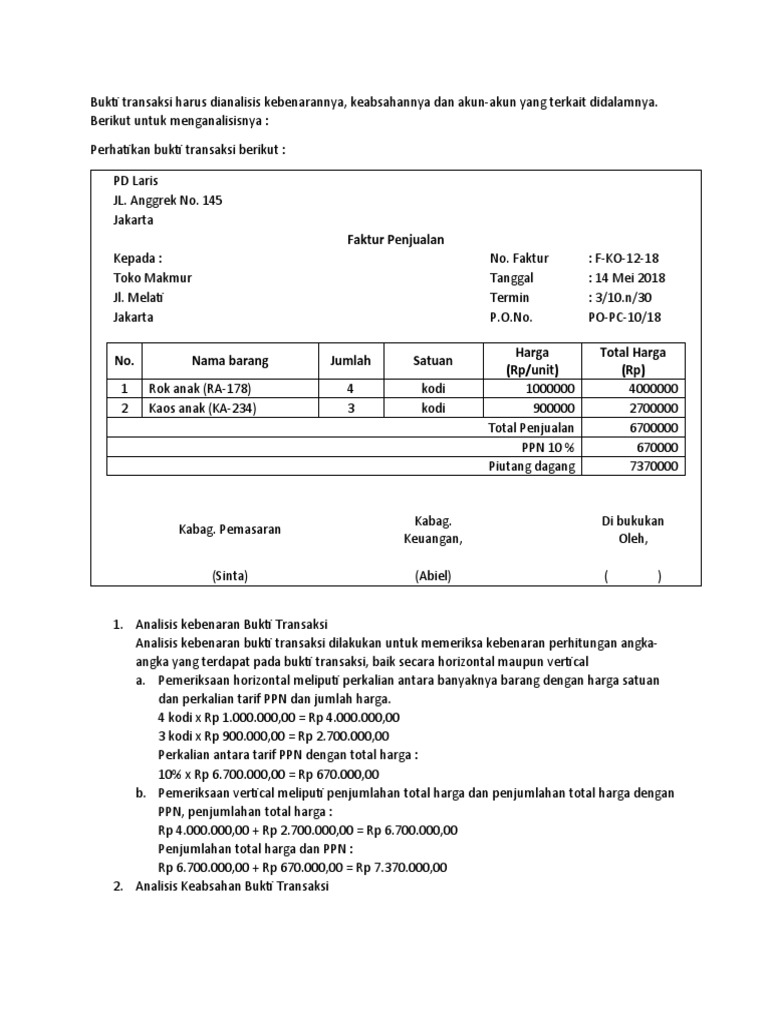 Analisis Bukti Transaksi 3.1 | PDF