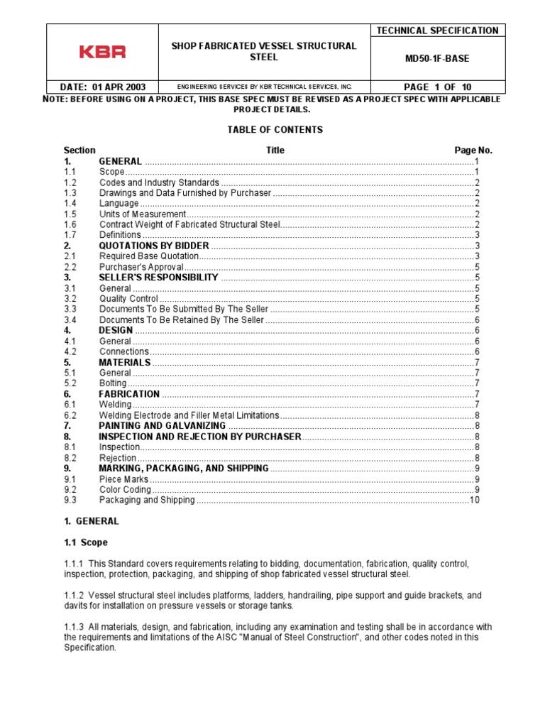 Shop Fabricated Vessel Structural Steel | PDF | Welding | Construction