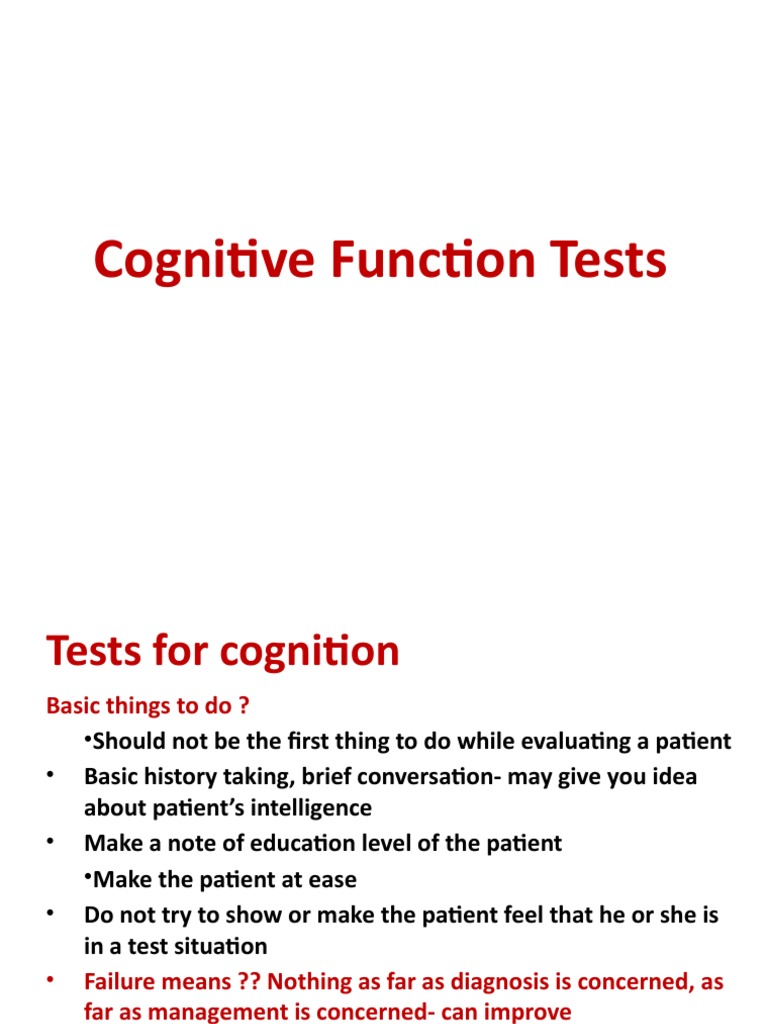 Cognitive Function Tests | PDF | Memory | Reading Comprehension