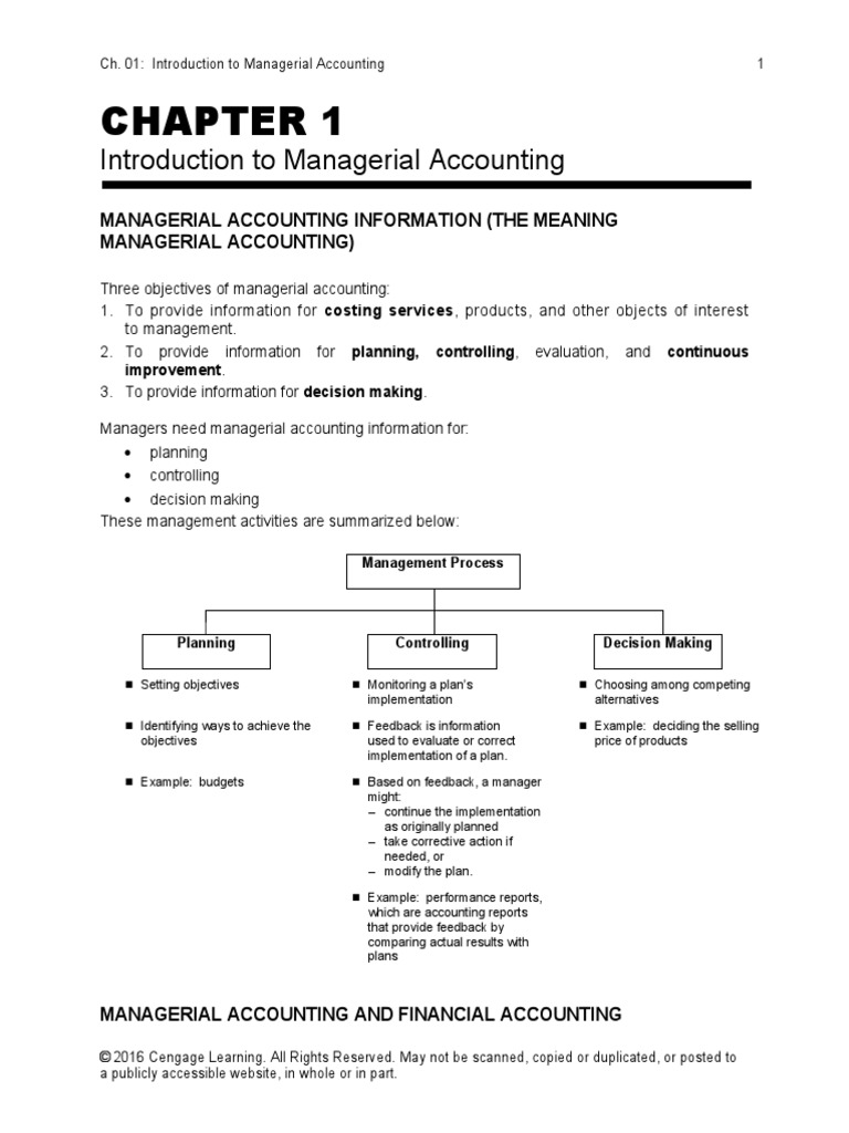Chapter 1: Introduction To Managerial Accounting | PDF | Accountant ...
