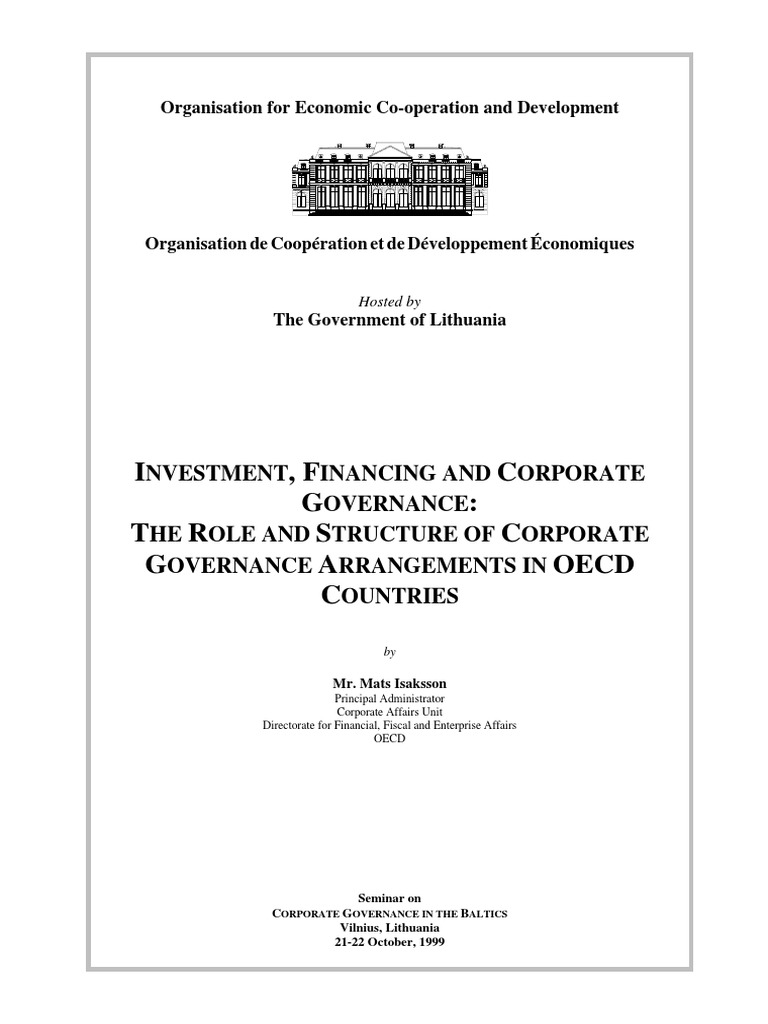Investment, Financing and Corporate Governance | PDF | Corporate ...