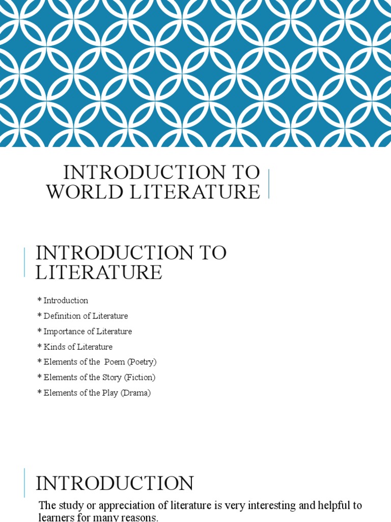 Introduction To Literature | PDF | Poetry | Narration
