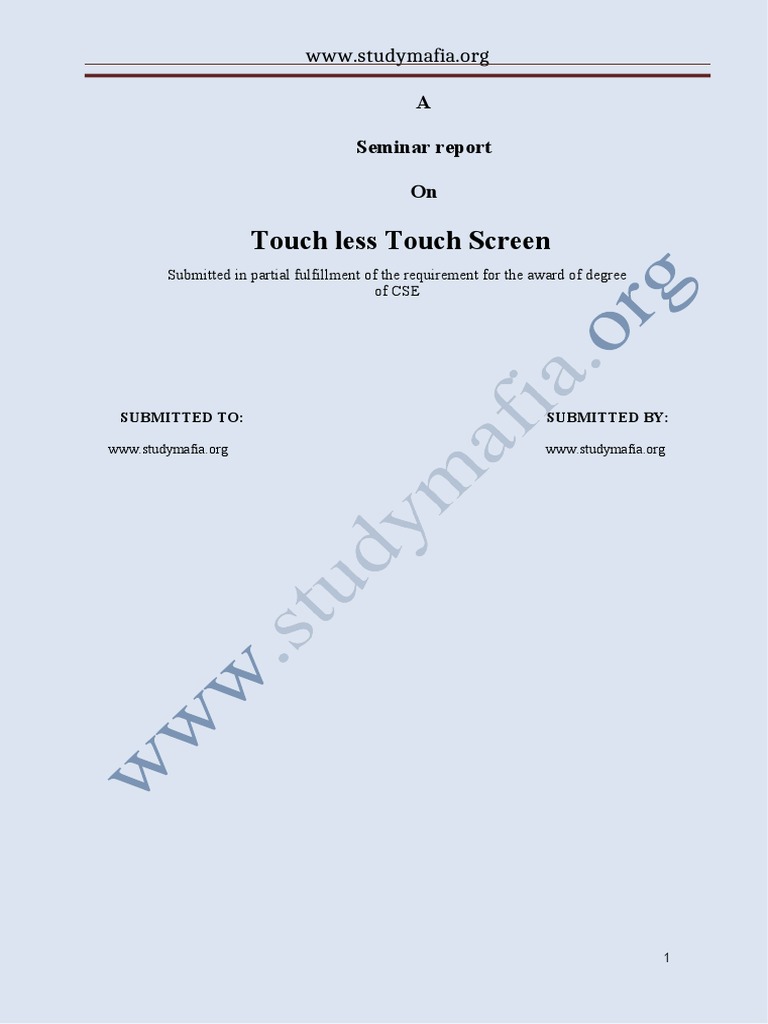 CSE Touch Less Touch Screen PDF | PDF | Touchscreen | Human–Computer Interaction