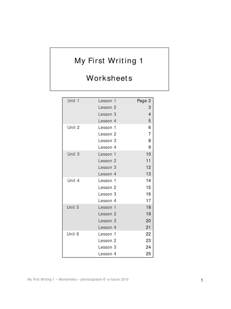 My First Writing 1 - Worksheets - Photocopiable © E-Future 2010 | PDF ...