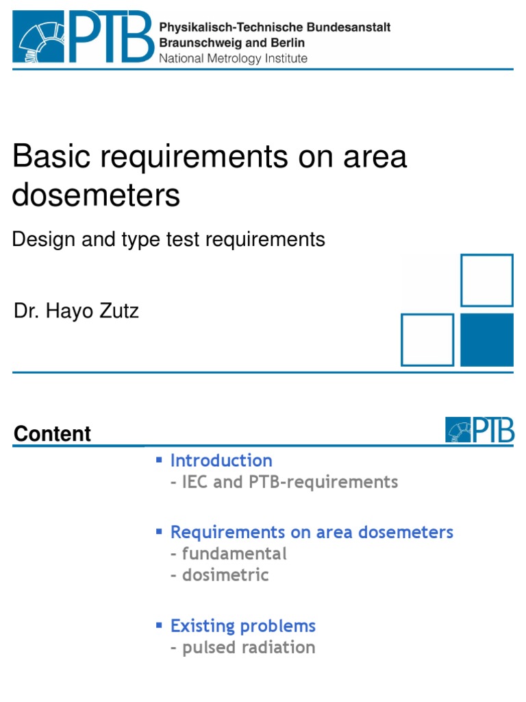 Basic Requirements On Area Dosemeters: Design and Type Test ...