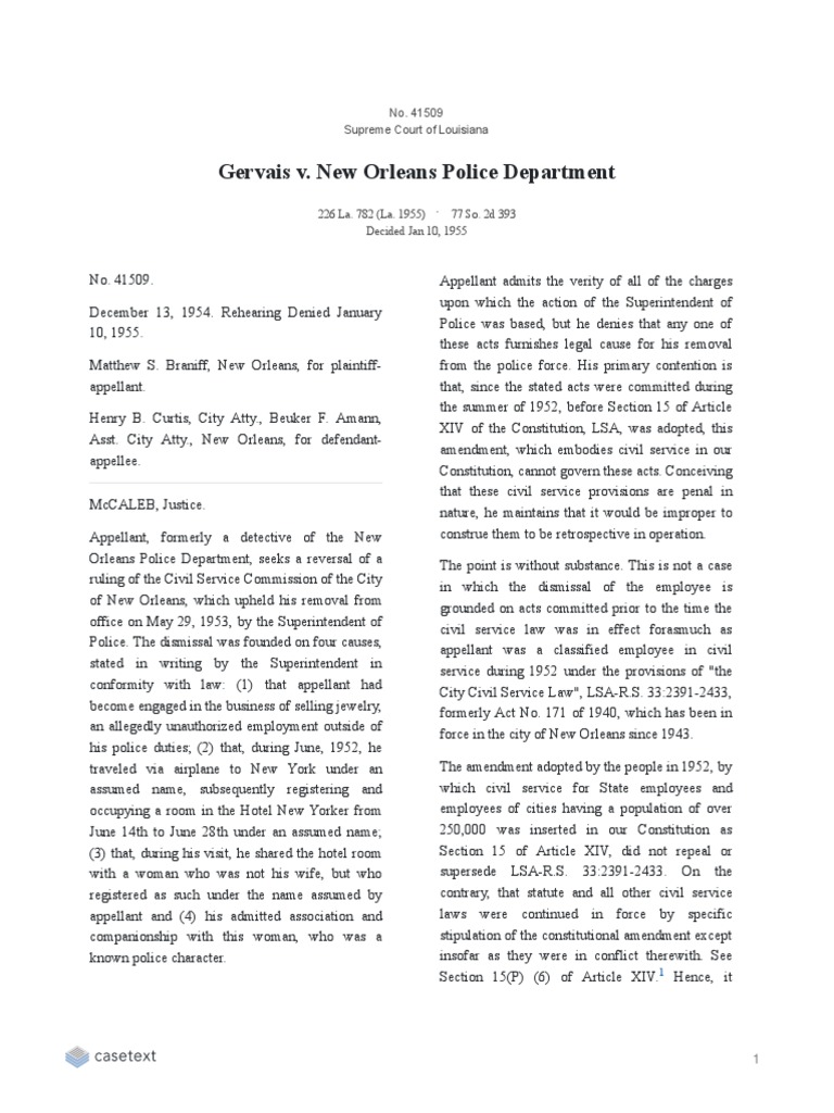 Gervais v. New Orleans Police Department | PDF | Repeal | Constitution