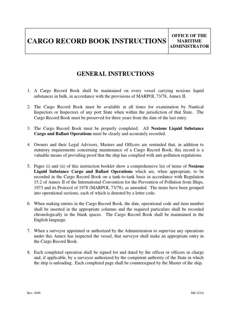 Cargo Record Book Retention Guidelines | PDF | Transport