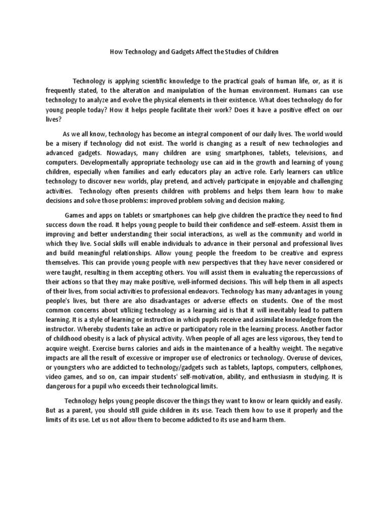 How Technology and Gadgets Affect The Studies of Children | PDF ...