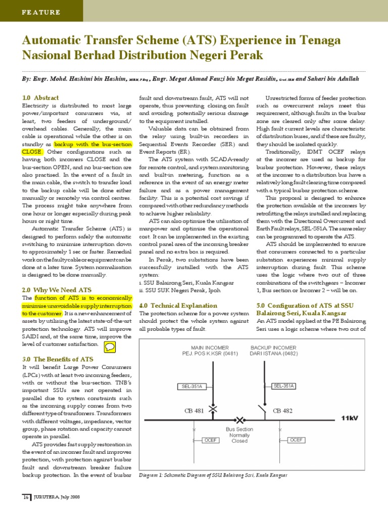 Feature-Automatic Transfer Scheme 3pp | PDF | Electrical Substation | Relay