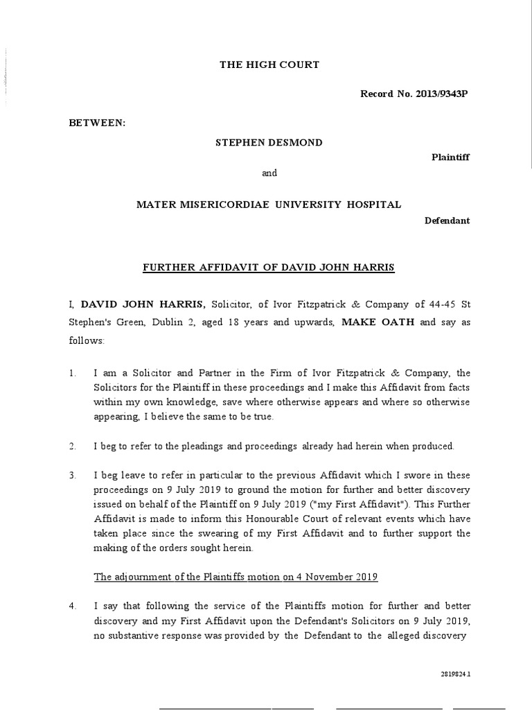 Further Affidavit of David John Harris - 2824065 - 2824250 | Download ...