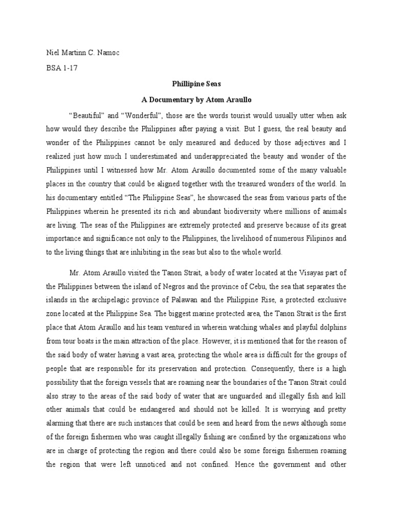 Reaction Paper | PDF | Sea | Philippines
