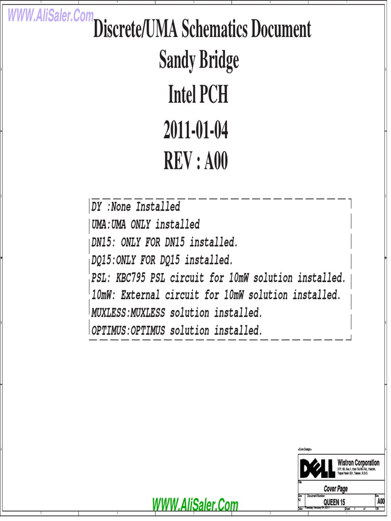 Dell N5110 M5110 Wistron Queen 15 Discrete UMA Rev A00 Schematics | PDF ...