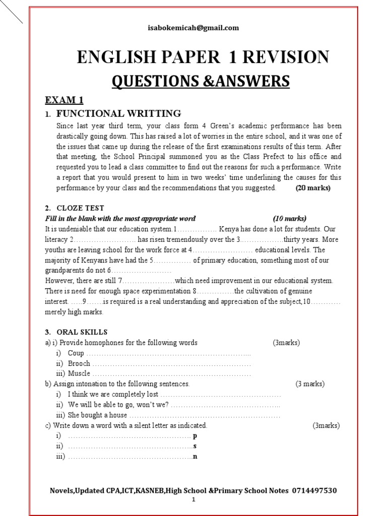English Paper 1 Questions &answers | PDF | Poetry