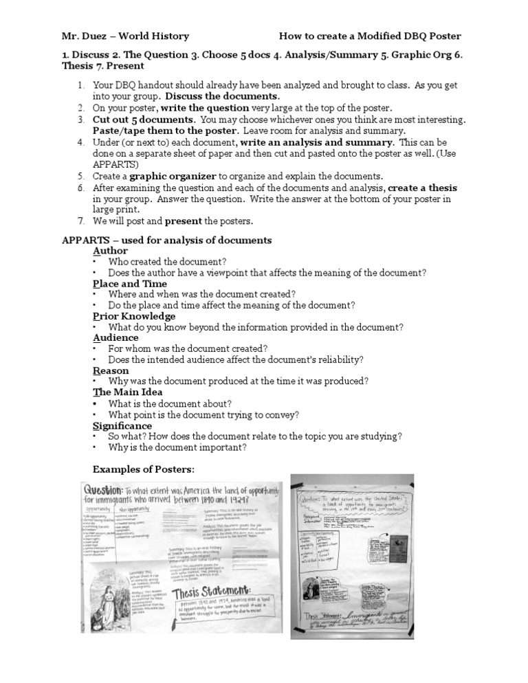 DBQ Poster Instructions | PDF