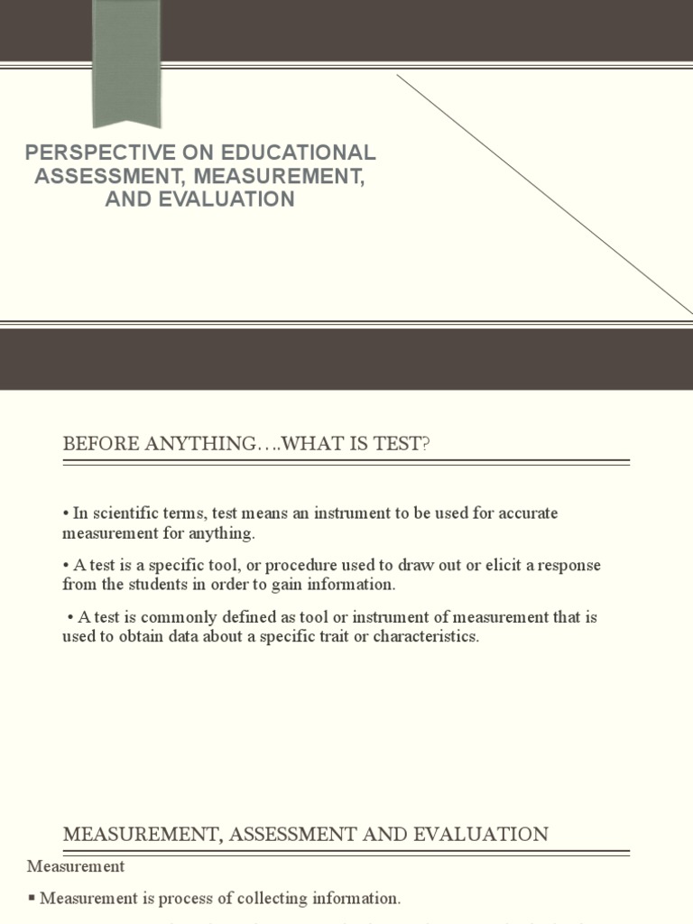 Perspective On Educational Assessment, Measurement, and | PDF ...