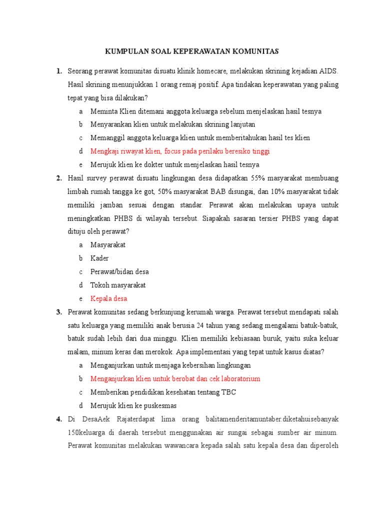 Kumpulan Soal Keperawatan Komunitas | PDF