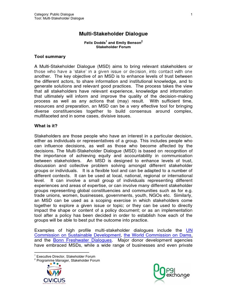 PGX - D - Multistakeholder Dialogue | PDF | Sustainability | Sustainable Development