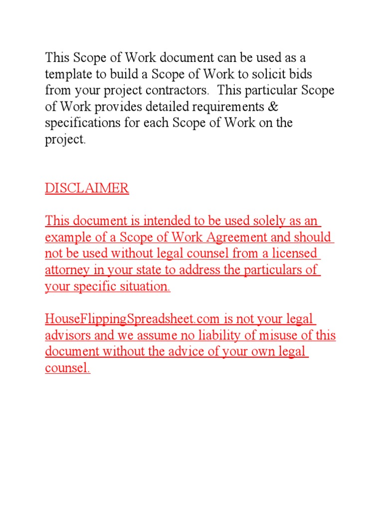 Scope of Work Document | PDF | Bathroom | Basement