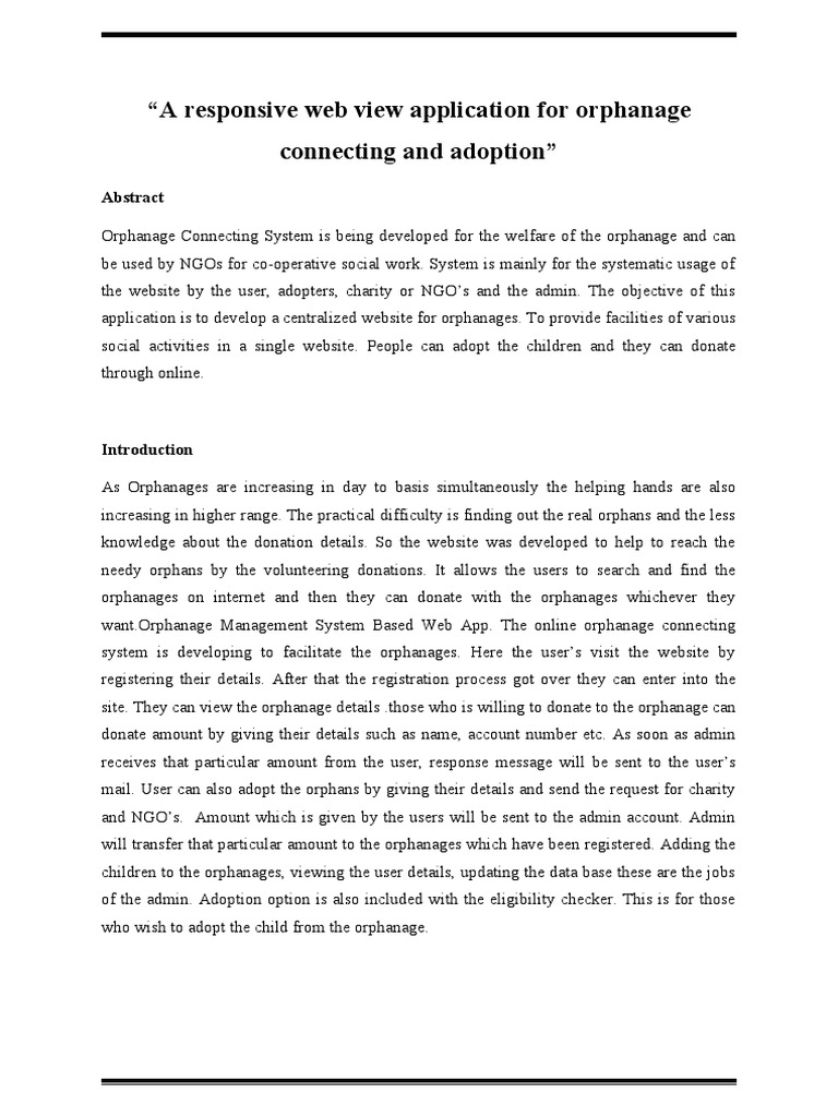 A Responsive Web View Application For Orphanage Connecting and Adoption ...