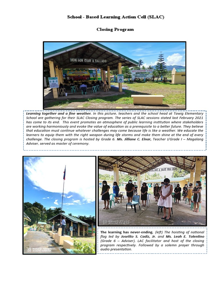 SLAC Closing Program Highlights | PDF | Teaching | Teachers
