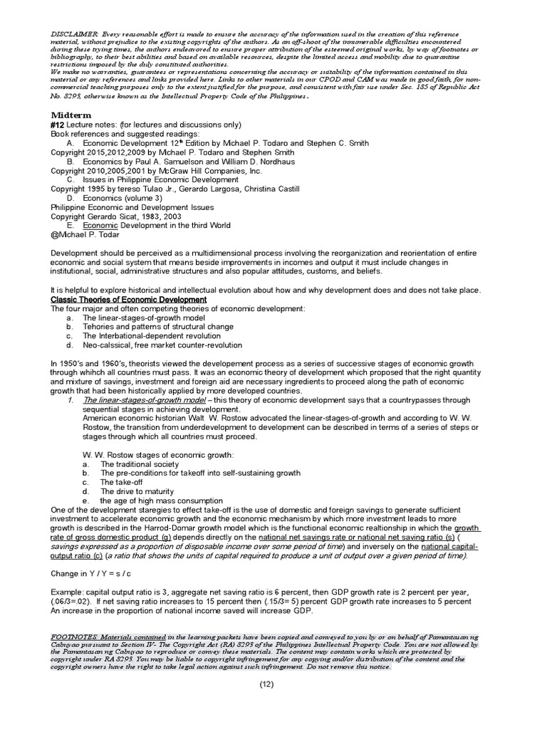 A04 - EcoDev TheoriesofEcoGrowth&Dev | Download Free PDF | Economic Growth | Labour Economics