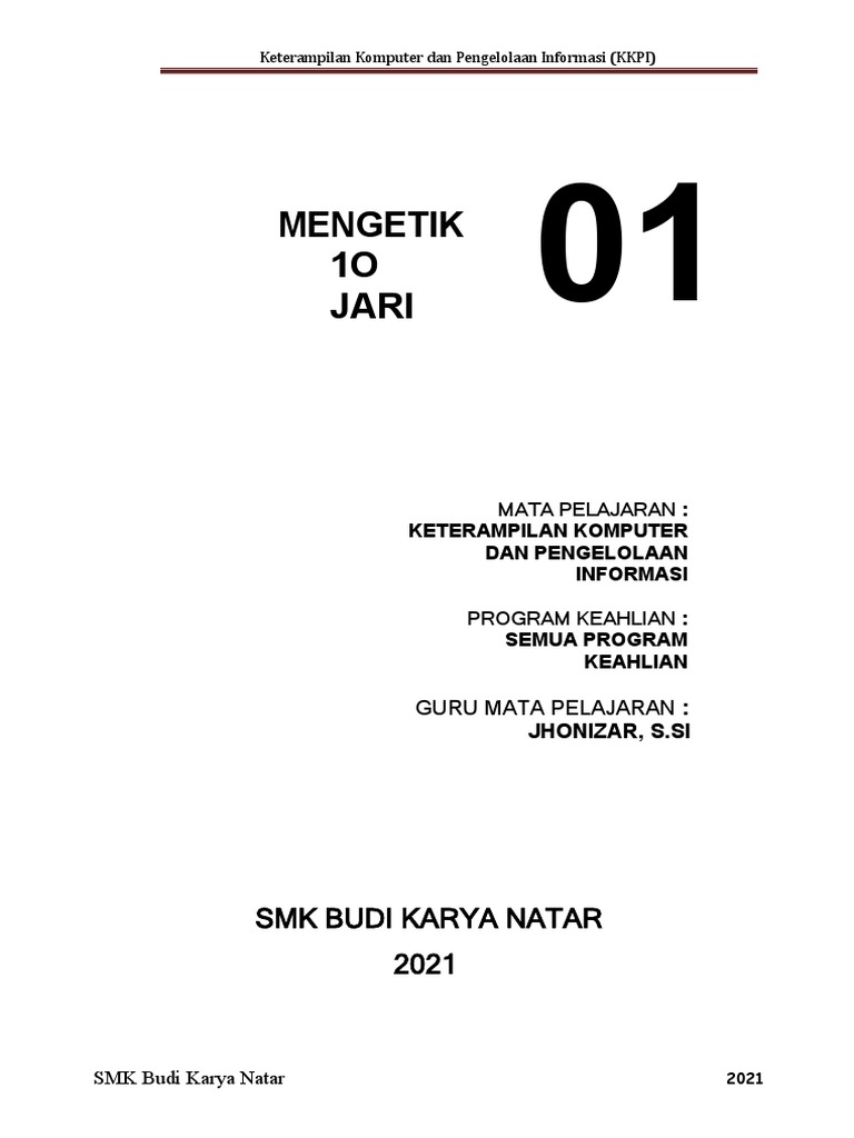 Modul 1 - KKPI (Mengetik 10 Jari) | PDF | Seni | Komputer