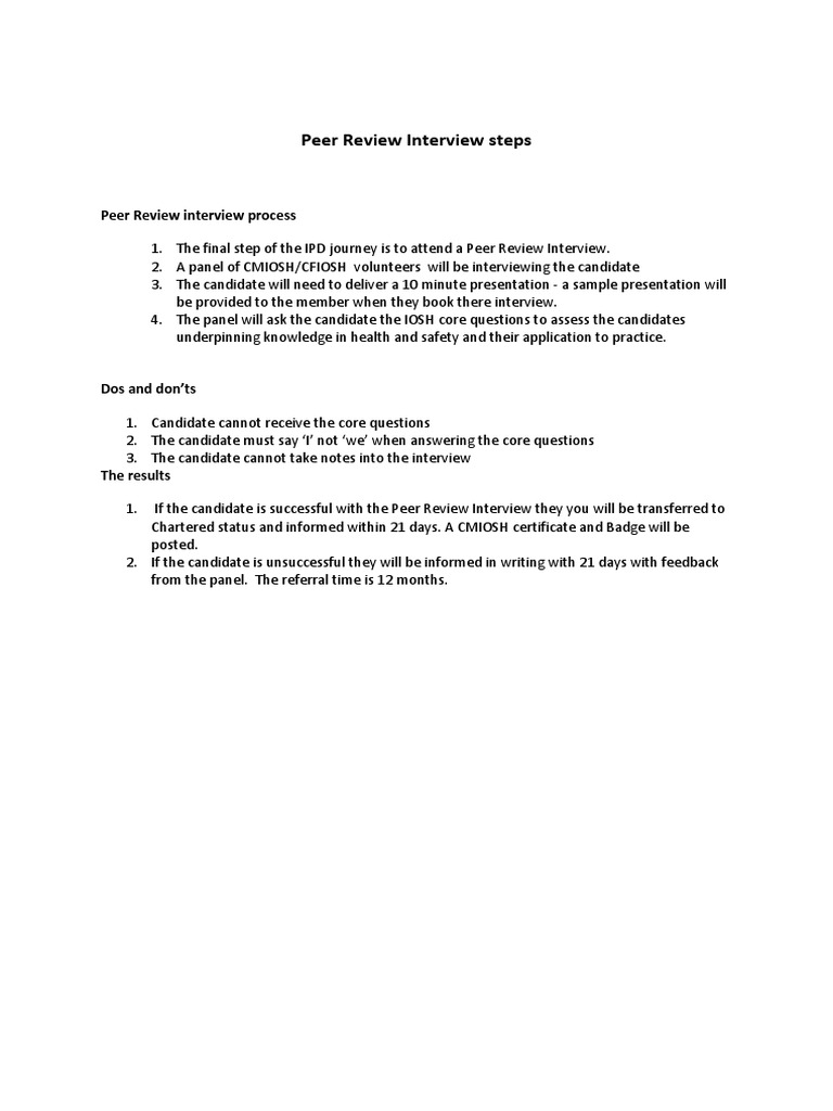 Peer Review Interview Process Guide | PDF | Career & Growth