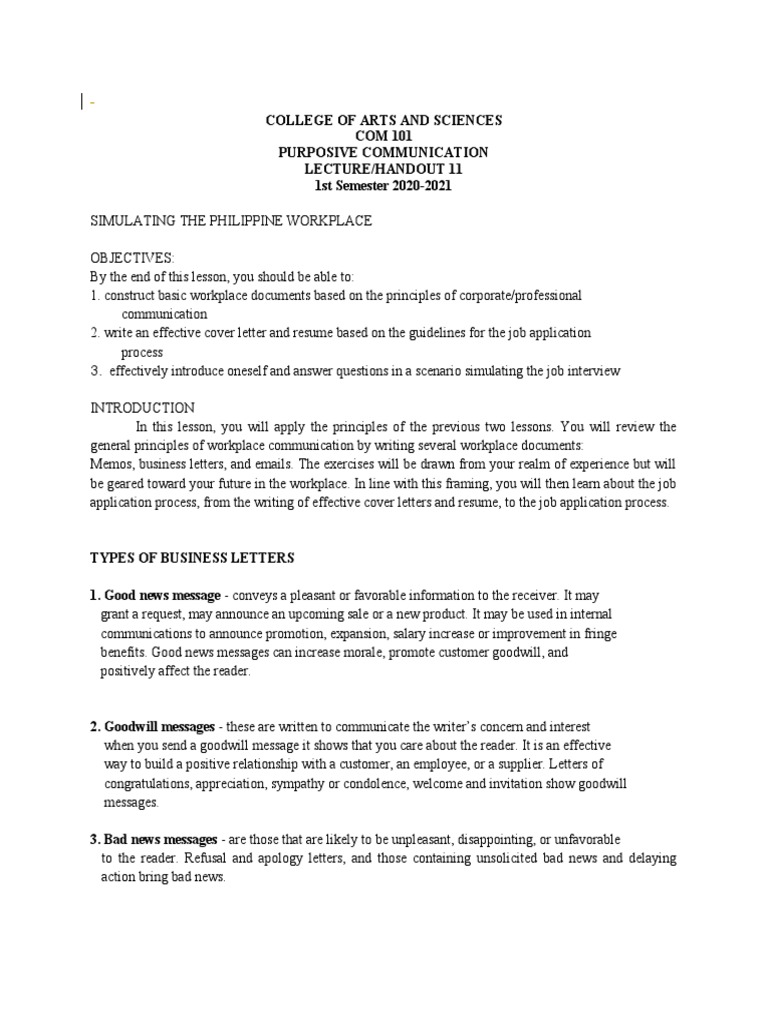 MODULE 10-Simulating The Philippine Workplace | PDF | Résumé | Interview