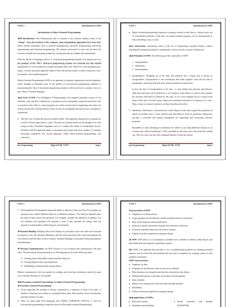 Java Unit-1 | PDF | Object Oriented Programming | Data Type