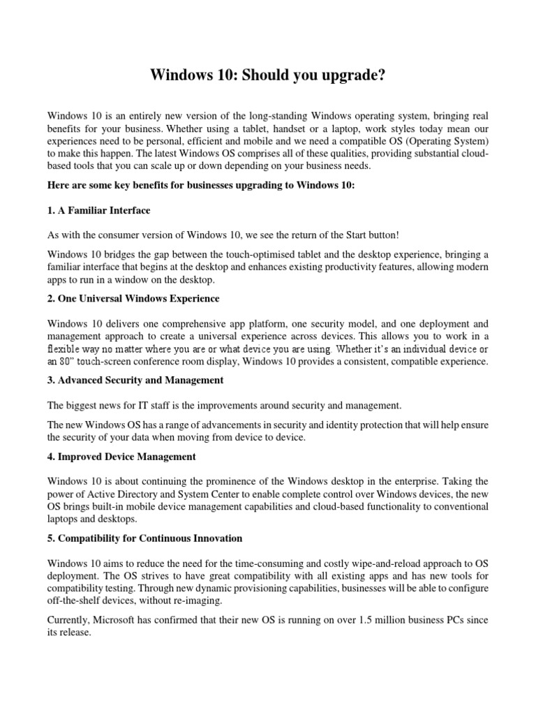 Windows 10 Should You Upgrade | PDF | Windows 10 | Microsoft Windows