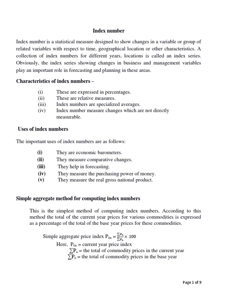 Unit-2 - Index Numbers | PDF | Index (Economics) | Price Indices