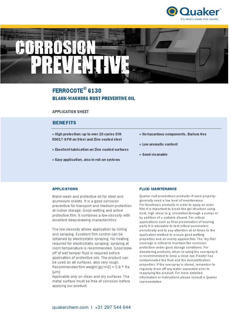 Ferrocote 6130: Blank-Washing Rust Preventive Oil | PDF | Rust | Corrosion