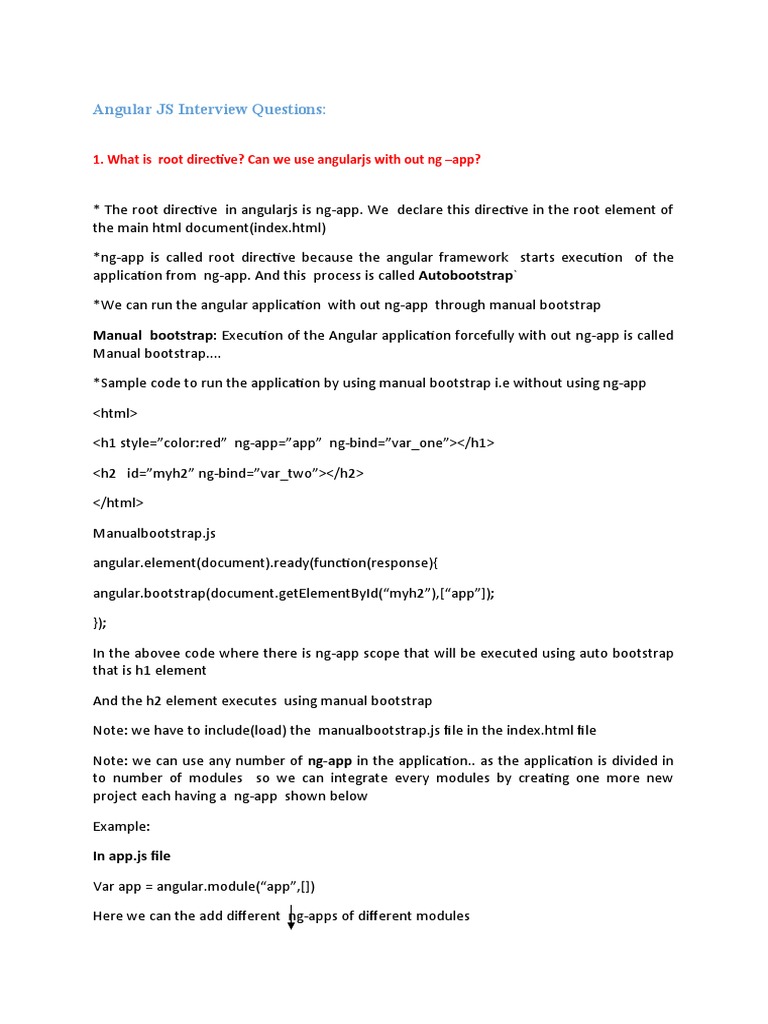 Angular Js Interview Questions | Download Free PDF | Angular Js | Web Application