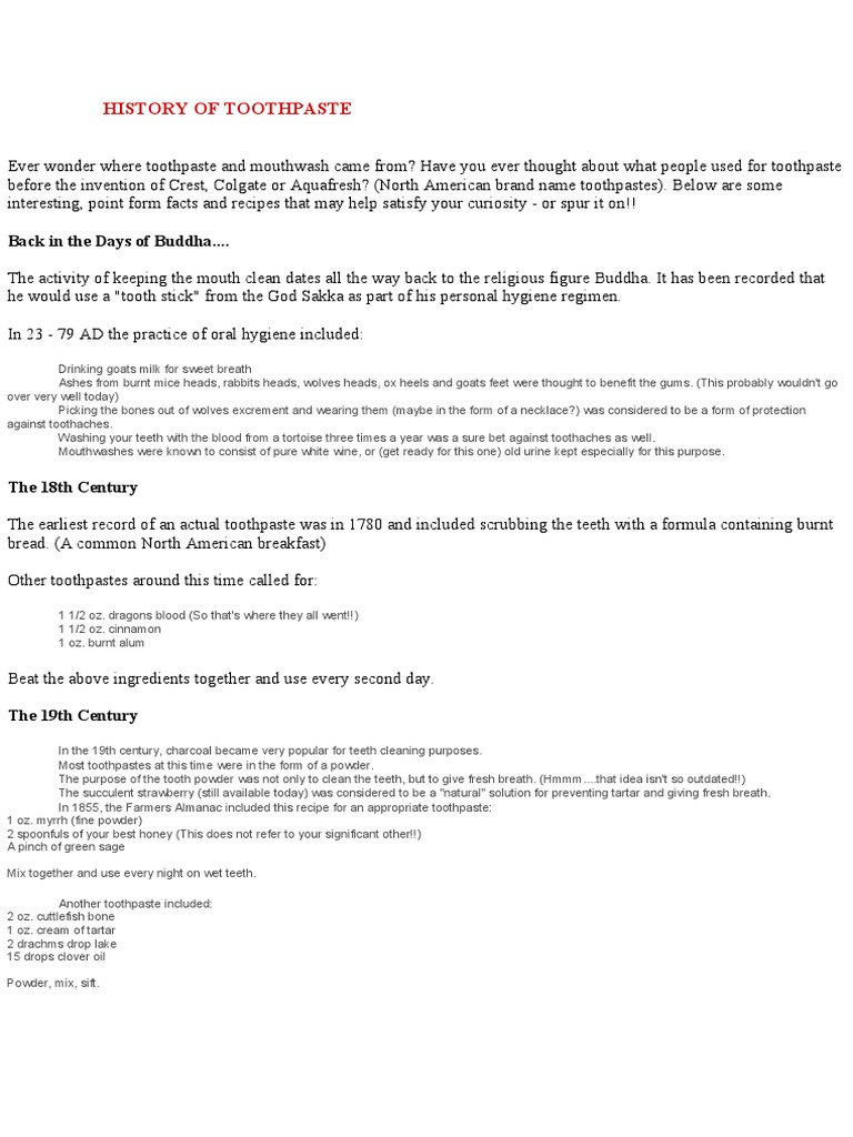 History of Toothpaste | Download Free PDF | Taxes | Poverty