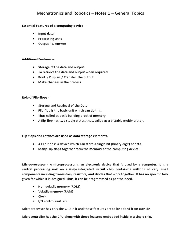 MAR Notes 1 - General Topics | PDF | Embedded System | Central ...