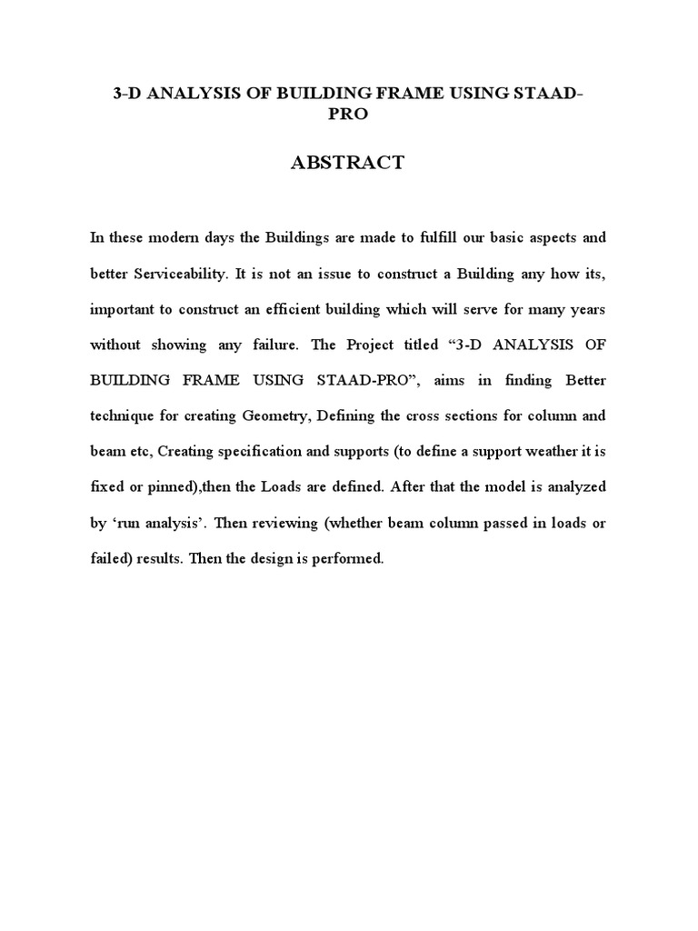 3-d Analysis of Building Frame Using Staad-Pro | PDF | Art | Computers