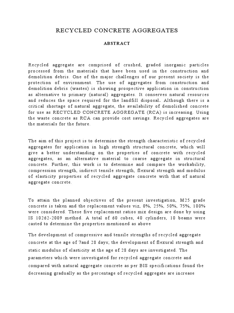 Recycled Concrete Aggregates | PDF
