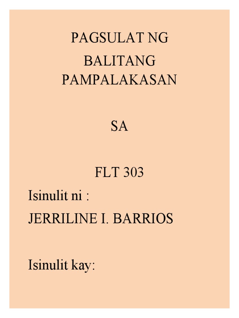 Pagsulat NG Balitang Pampalakasan | PDF Pagsulat NG Balitang Pampalakasan | PDF