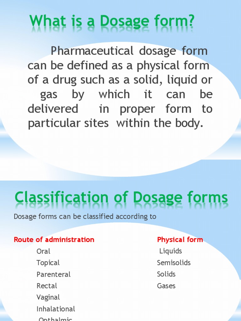 Classification of Dosage Forms in Pharmacy | PDF | Tablet (Pharmacy ...