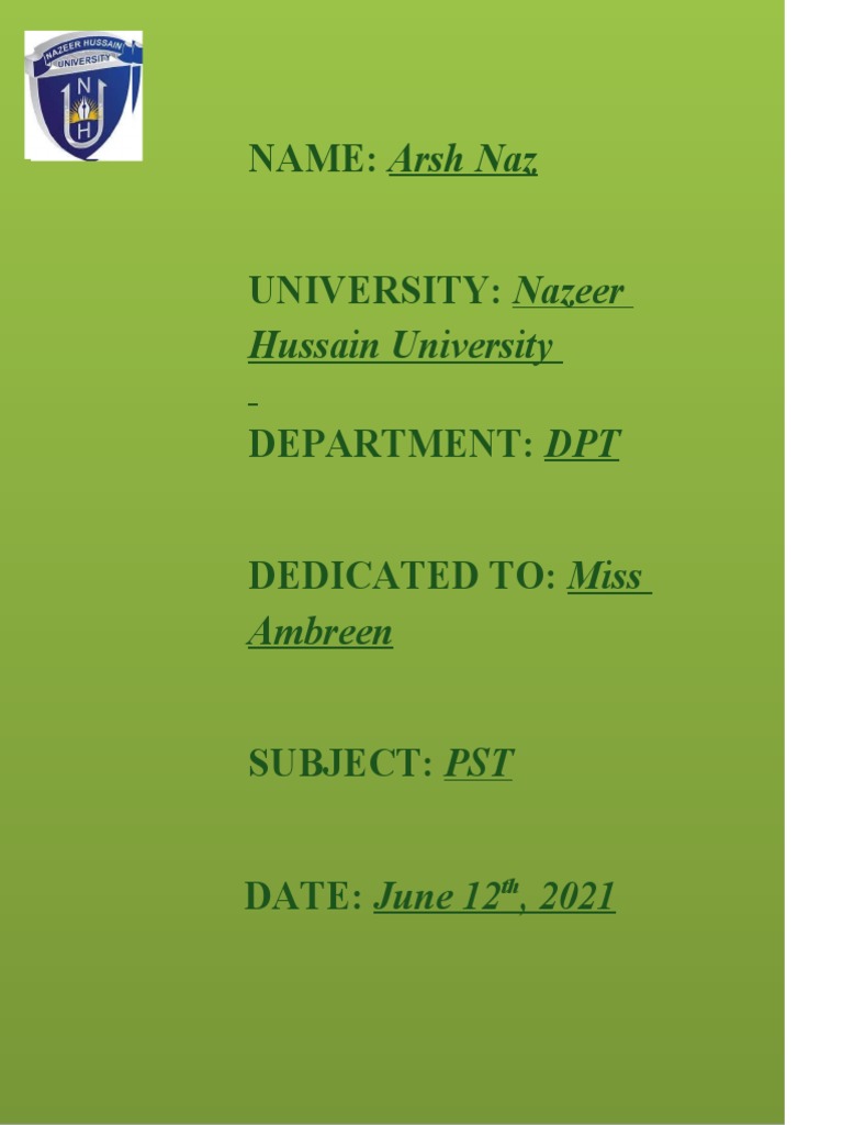 PST Assignment by Arsh Naz (DPT) | PDF | Ramadan | Foods