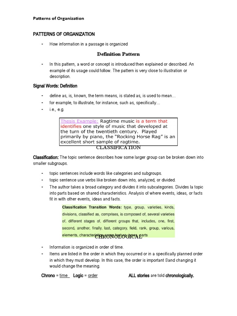 Patterns of Organization | PDF | Definition | Sentence (Linguistics)