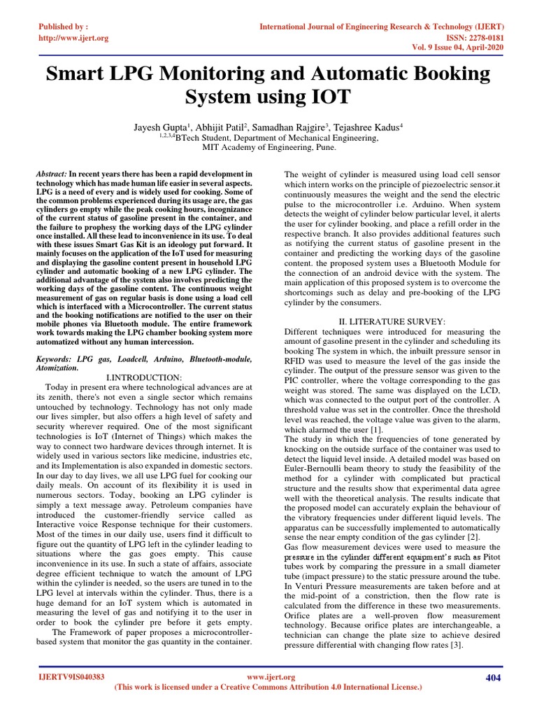 Smart LPG Monitoring and Automatic Booking System | PDF | Arduino ...