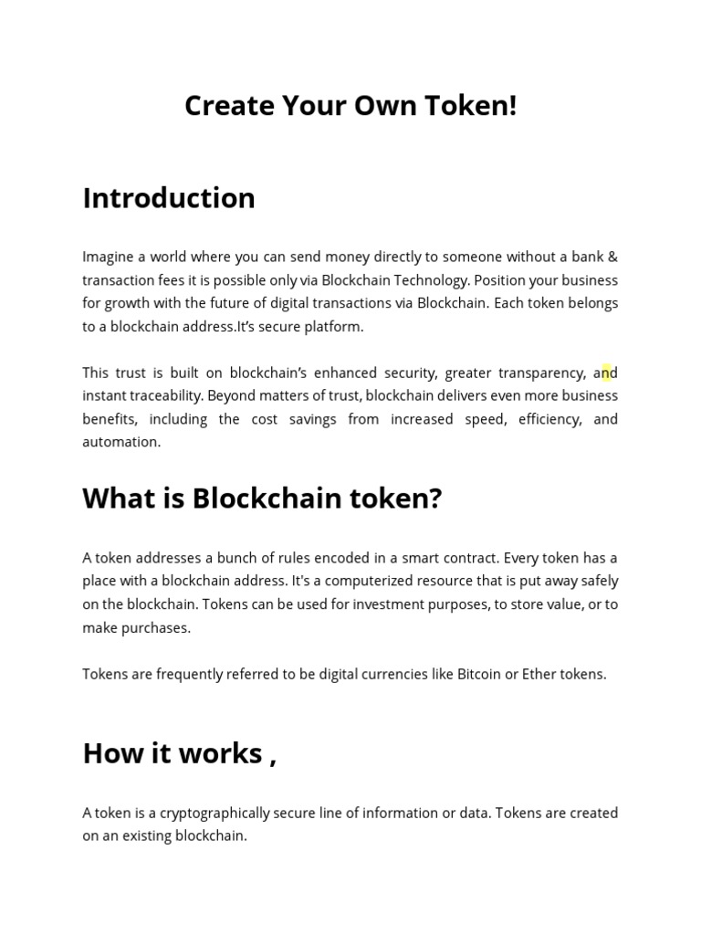 Create Your Own Token - Token Development Company - Developcoins | PDF ...
