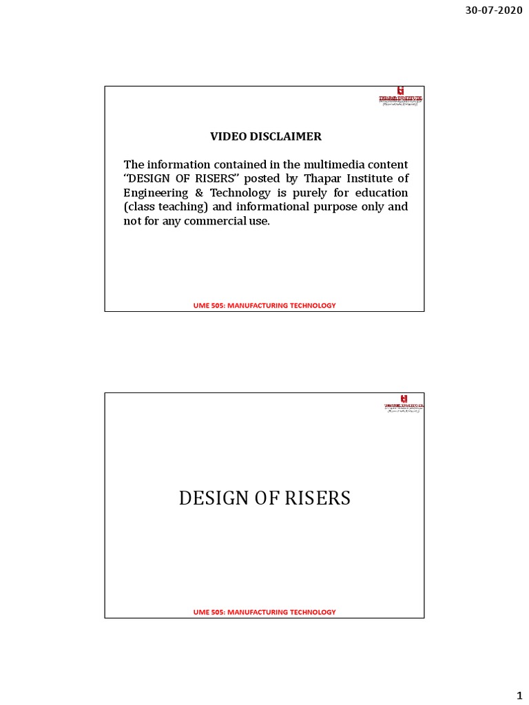 Riser Design Using Modulus Method | PDF | Casting (Metalworking ...