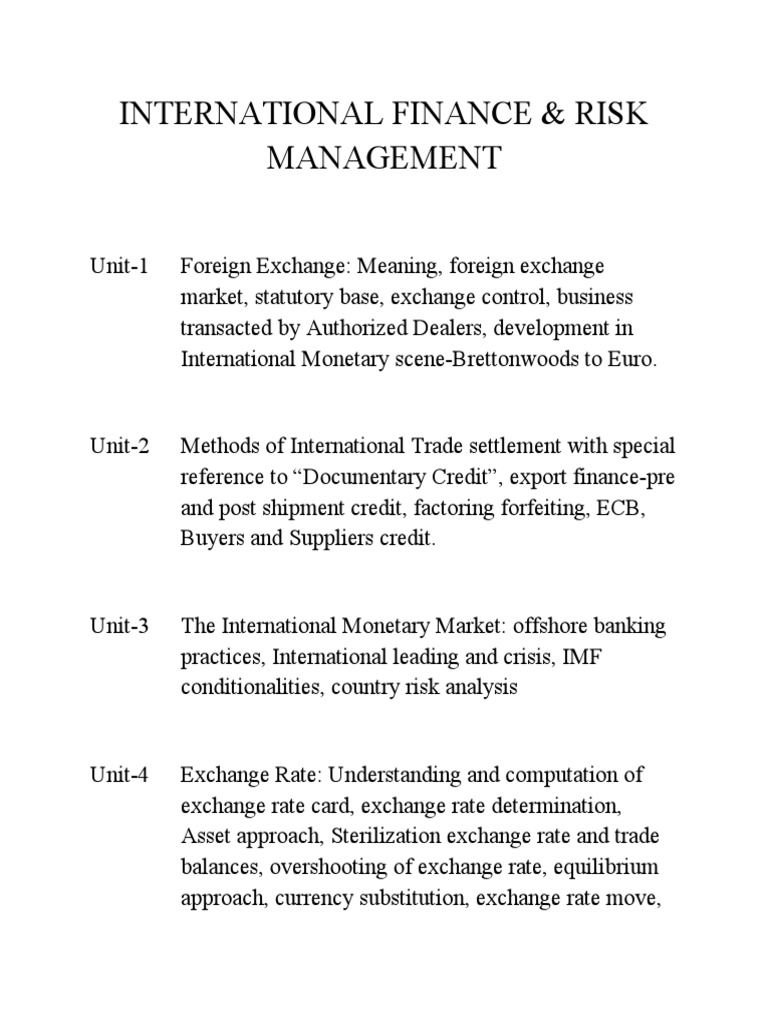 International Finance & Risk Management | PDF | Exchange Rate ...