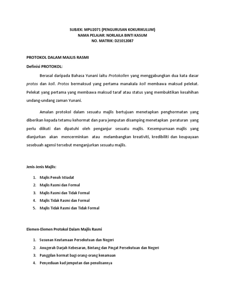 Protokol Dalam Majlis Rasmi | PDF