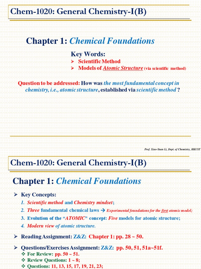 Chem 1020 - Chapt. 1 - Chemical Foundations | PDF | Atoms | Atomic Nucleus