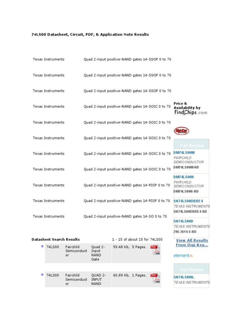 74LS00 Quad NAND Gate Datasheet | PDF | Logic Gate | Information And ...