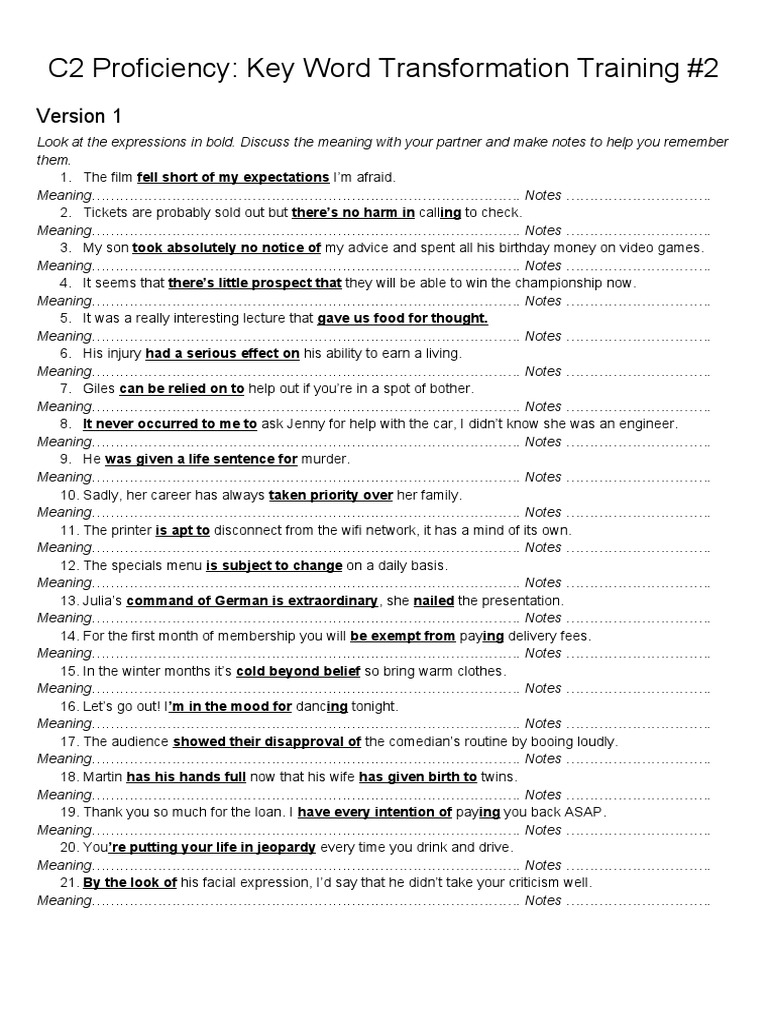 C2 Proficiency: Key Word Transformation Training #2: Ask Jenny For Help ...