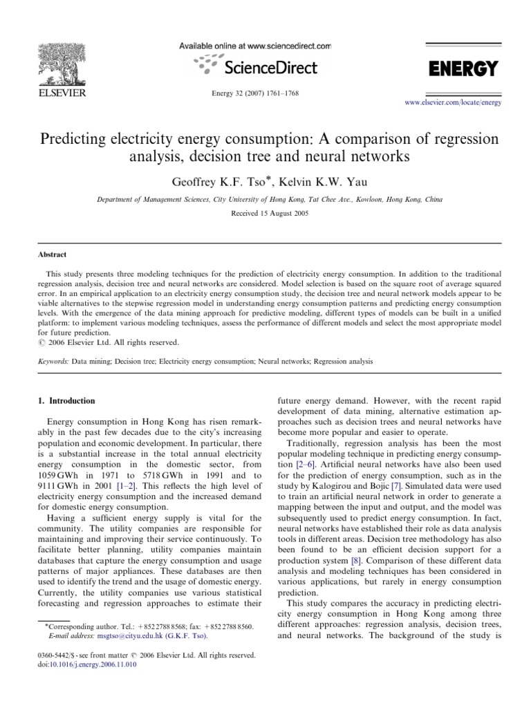 TsoEtal2007 - Predicting Electricity Energy Consumption | PDF | Regression Analysis | Artificial ...